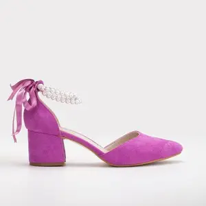 FOREVER & ALWAYS SHOES Miranda Low Block Heels - Fuchsia