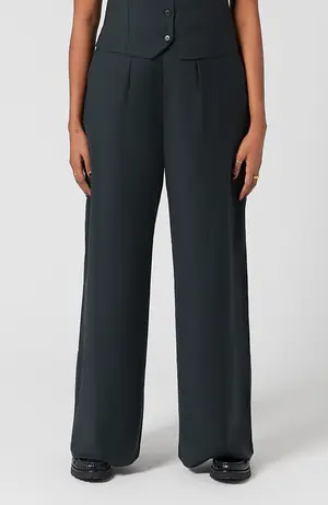 AAM THE LABEL Aam The Label Wool Wide Leg Trousers Charcoal