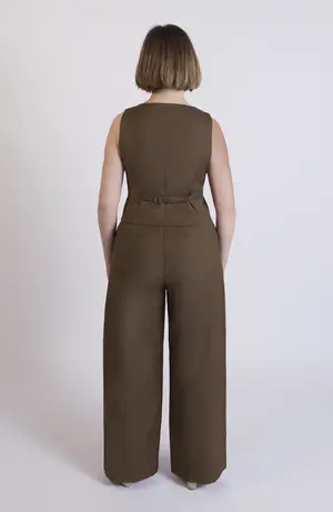 AAM THE LABEL Wool Wide Leg Trousers - Cocoa