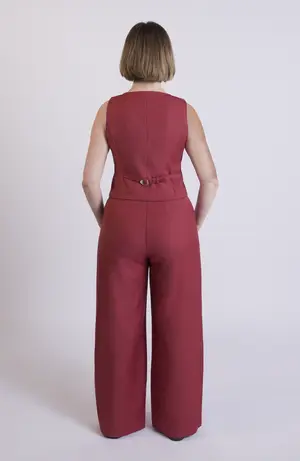 AAM THE LABEL Wool Wide Leg Trousers - Deep Salmon