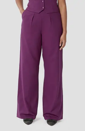 AAM THE LABEL Aam The Label Wool Wide Leg Trousers Plum