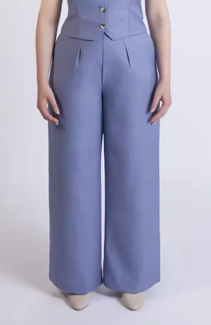 AAM THE LABEL Wool Wide Leg Trousers - Sky