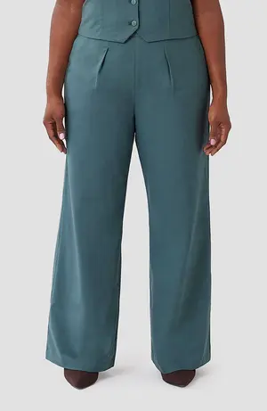 AAM THE LABEL Aam The Label Wool Wide Leg Trousers Storm