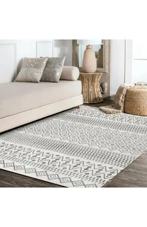 JONATHAN Y Ifrane Berber Geometric Stripe Area Rug - Cream/gray