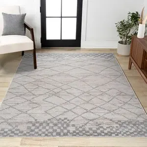 JONATHAN Y Asilah Moroccan Modern Diamond Area Rug - Light Gray