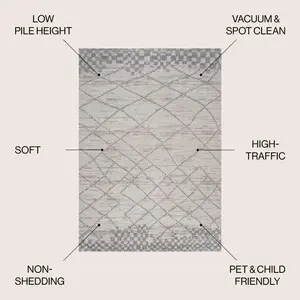 JONATHAN Y Asilah Moroccan Modern Diamond Area Rug - Light Gray