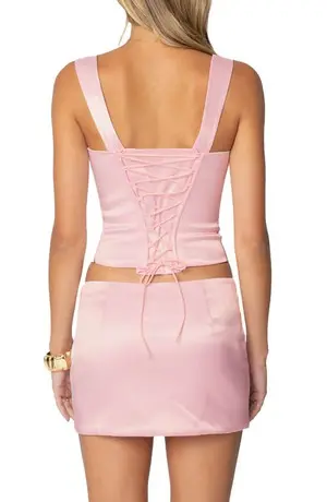 EDIKTED Camila Satin Corset Top