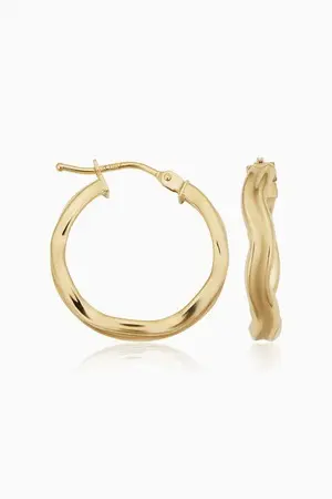 ORADINA 10k Gold Wavemaker Hoop Earrings - Yellow Gold