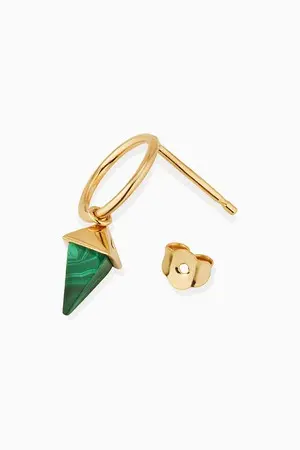 ORADINA 14k Gold Prism Point Drop Earrings - Gold - Green Malachite