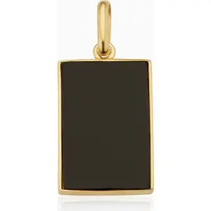 ORADINA 14k Yellow Gold Tag Me Pendant Charm - Gold - Black Onyx