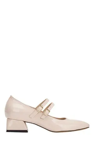 FOREVER & ALWAYS SHOES Lizbeth Mary Jane Shoes With Buckled Straps And Block Heel - Beige