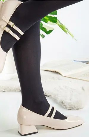 FOREVER & ALWAYS SHOES Lizbeth Mary Jane Shoes With Buckled Straps And Block Heel - Beige