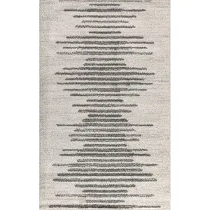 JONATHAN Y Aya Berber Stripe Geometric Area Rug - Cream/gray