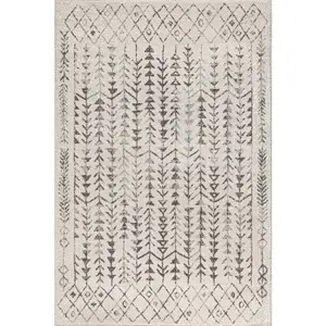 JONATHAN Y Ziri Moroccan Geometric Area Rug - Cream/gray