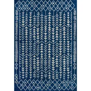 JONATHAN Y Ziri Moroccan Geometric Area Rug - Navy/cream