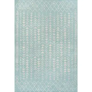 JONATHAN Y Ziri Moroccan Geometric Area Rug - Turquoise/cream