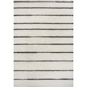 JONATHAN Y Williamsburg Minimalist Stripe Area Rug - Cream/black