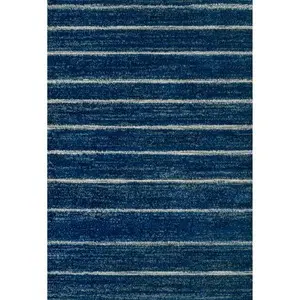 JONATHAN Y Williamsburg Minimalist Stripe Area Rug - Navy/cream