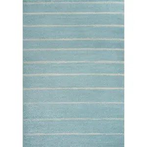 JONATHAN Y Williamsburg Minimalist Stripe Area Rug - Turquoise/cream