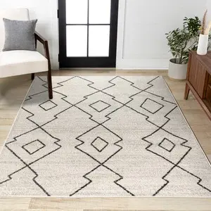 JONATHAN Y Alia Moroccan Beni Souk Area Rug - Cream/black