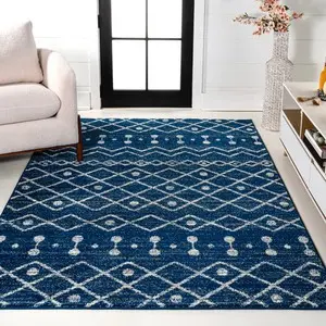 JONATHAN Y Aksil Moroccan Beni Souk Area Rug - Navy/cream