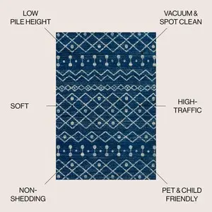 JONATHAN Y Aksil Moroccan Beni Souk Area Rug - Navy/cream