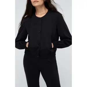 KENNETH COLE Athletic Stretch Collarless Bomber Jacket