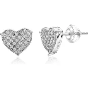 DONATELLO GIAN Heart Moissanite Stud Earrings - Silver