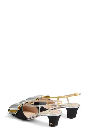Valentino Garavani Bowow Slingback Pumps - Black/ Silver