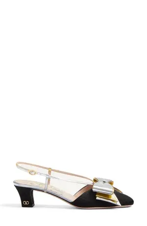 Valentino Garavani Bowow Slingback Pumps - Black/ Silver
