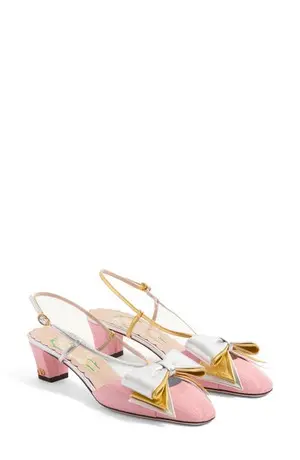 Valentino Garavani Bowow Slingback Pumps - Bubble/ Silver/ Gold