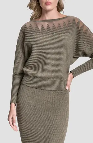 Dkny Illusion Rib Boatneck Sweater - City Taupe Heather