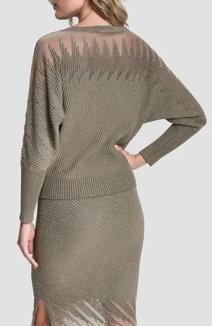 Dkny Illusion Rib Boatneck Sweater - City Taupe Heather
