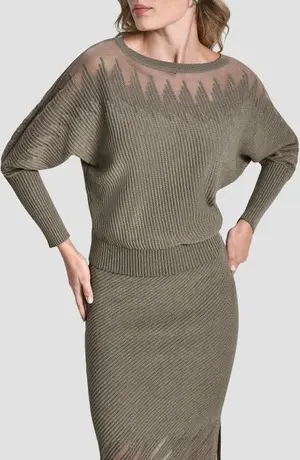Dkny Illusion Rib Boatneck Sweater - City Taupe Heather