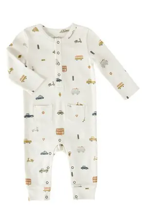 PEHR Henley Patch Pocket Printed Organic Cotton Romper - Rush Hour