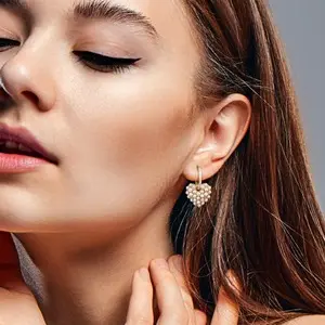 JULIANNA B. 14k Pearl And Diamond Heart Hoop Earrings