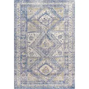 JONATHAN Y Darija Ornate Geometric Medallion Area Rug - Blue