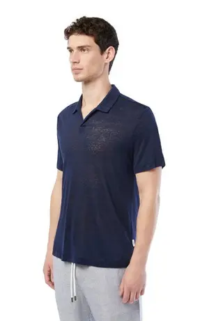 Onia Shaun Linen Polo - Deep Navy