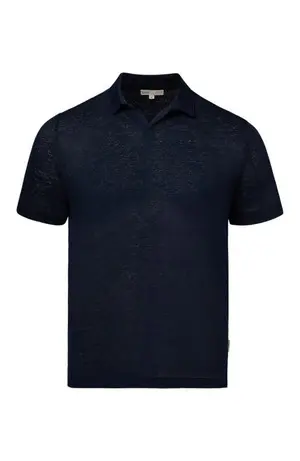Onia Shaun Linen Polo - Deep Navy