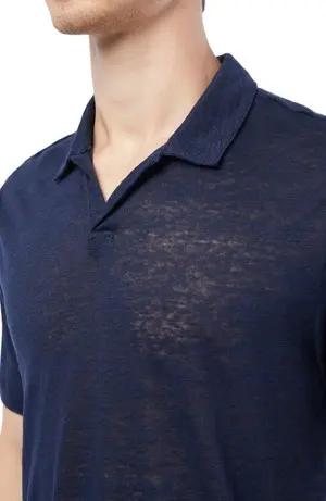Onia Shaun Linen Polo - Deep Navy