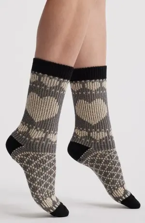 Nordstrom Apres Skis Crew Socks Black Hearts