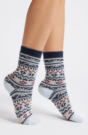 Nordstrom Apres Skis Crew Socks - Blue Fairisle