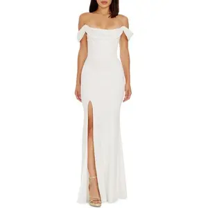 Dress The Population Melania Off-the-shoulder Gown - White