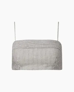 Onia Air Linen Foldover Cropped Top