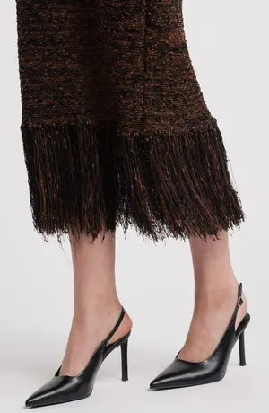 FRAME Strapless Fringe Bouclé Dress