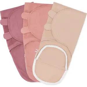 COMFY CUBS Easy Swaddle Blankets With Zipper - Light Blush/ Blush/ Mauve