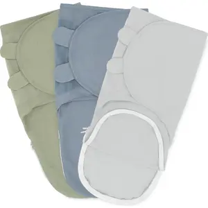 COMFY CUBS Easy Swaddle Blankets With Zipper - Stone/ Pacific Blue/ Sage