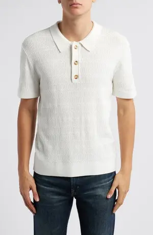 Rails Nathan Cotton Blend Polo Sweater - White