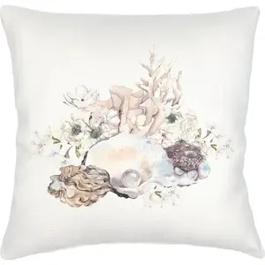 Anaya Linen Pillow With Down Alternative Insert - Oyster & Pearls White