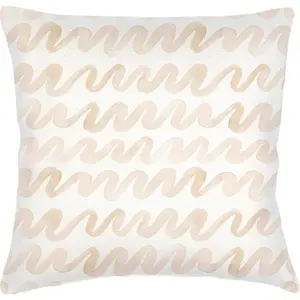 Anaya Watercolor Waves Linen Pillow With Down Insert - Beige